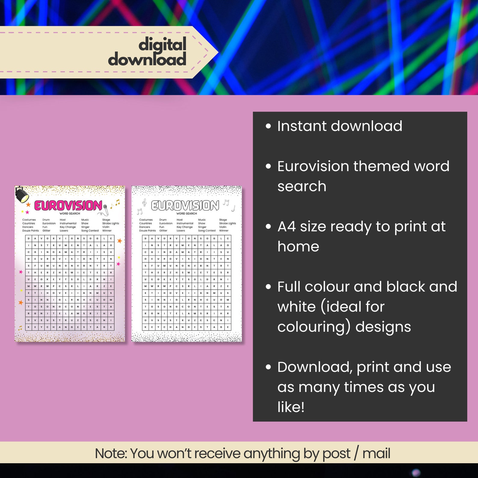 Eurovision Word Search, Eurovision Puzzle, Instant Download - Etsy UK