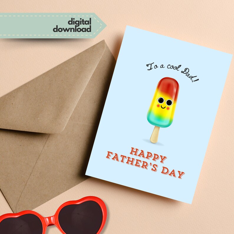 Funny DIY Fathers Day Card Printable With Ice Lolly Pun, Instant ...