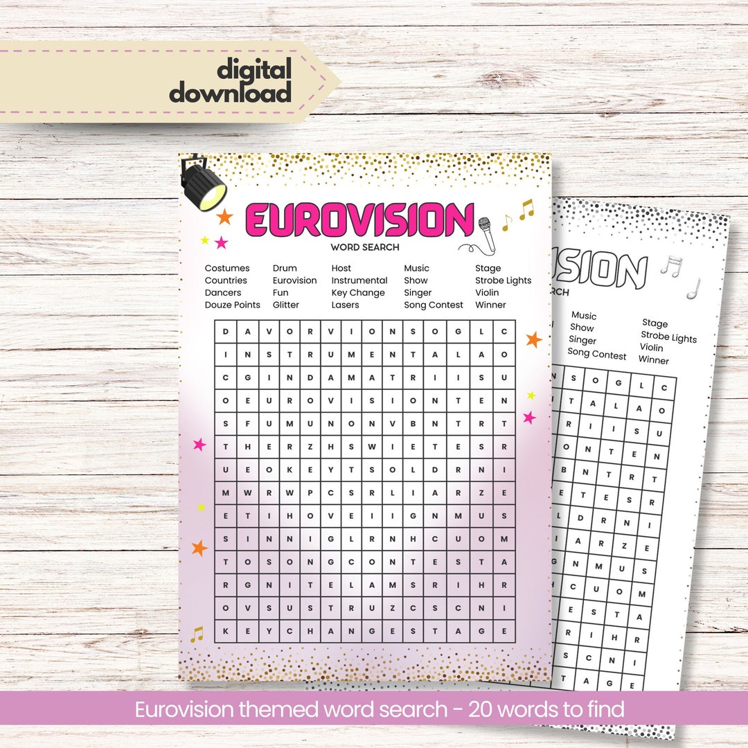 Eurovision Word Search, Eurovision Puzzle, Instant Download - Etsy