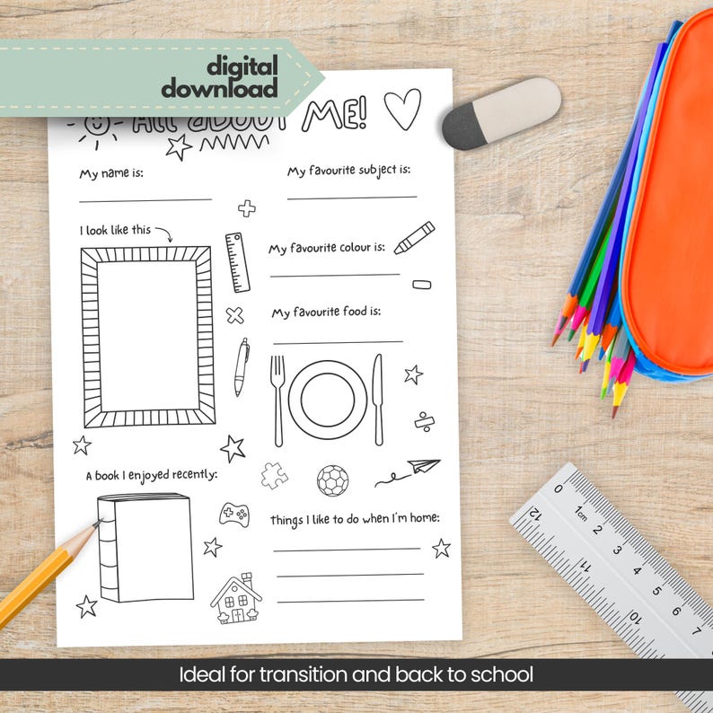 Editable All About Me Back to School Printable, Instant Download - Etsy