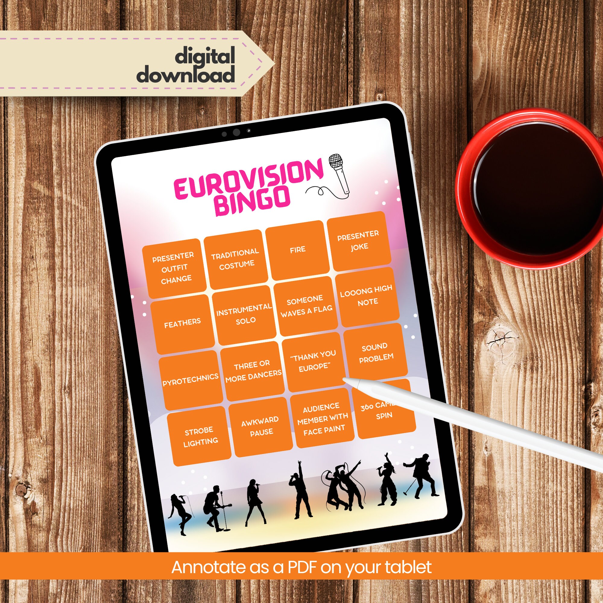 Eurovision Bingo Game Printable, 8 Player Cards, Printable Eurovision ...