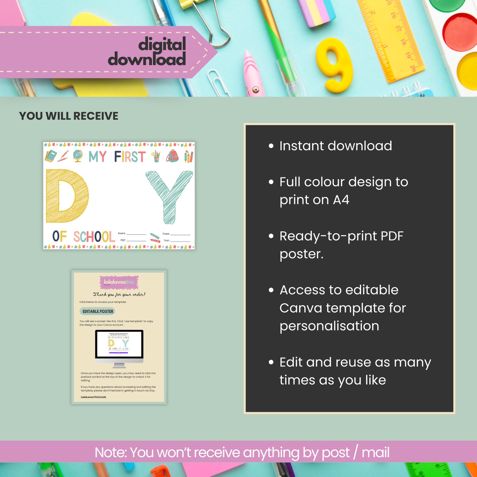 Editable First Day at School Handprint Poster, Back to School ...