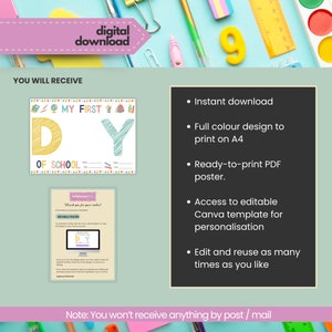 Editable First Day at School Handprint Poster, Back to School ...