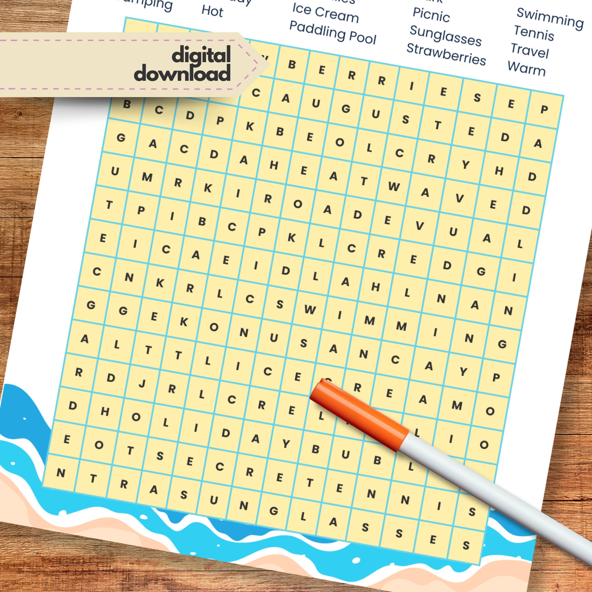 Summer Word Search, Printable Summer Themed Puzzle, Instant Download - Etsy