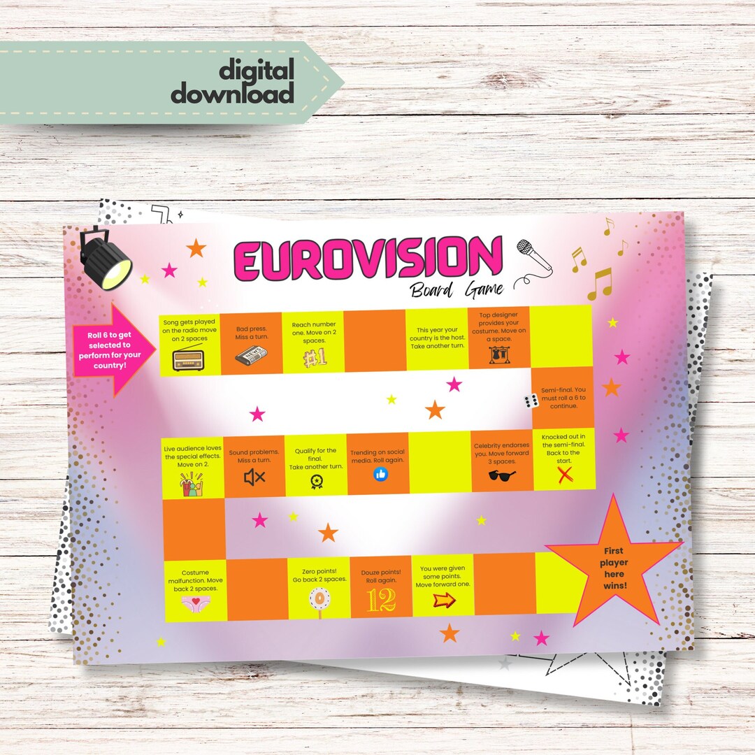 Eurovision Themed Printable Game, Instant Download - Etsy