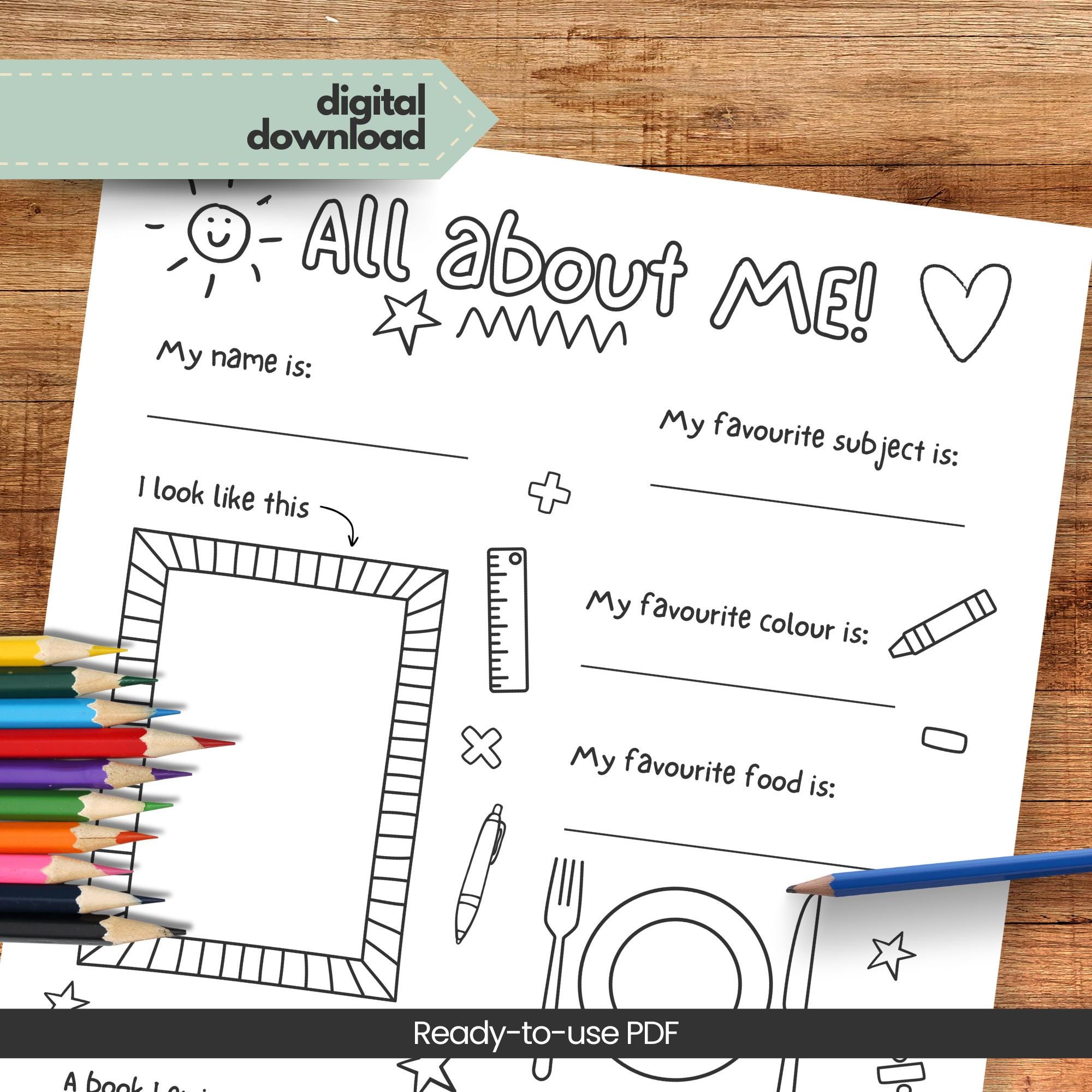 Editable All About Me Back to School Printable, Instant Download - Etsy