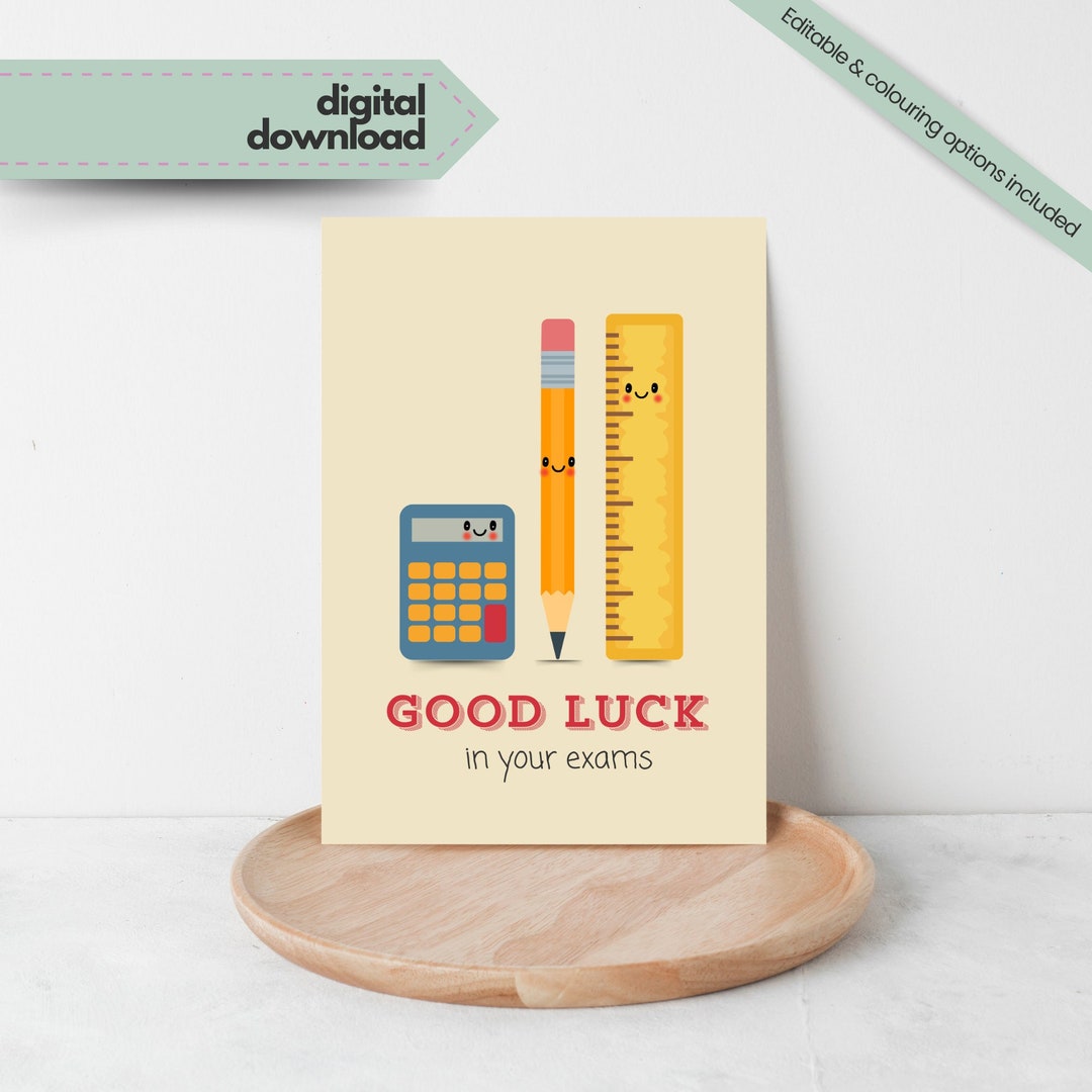 Good Luck Exam Card Printable Instant Download for Tests and ...