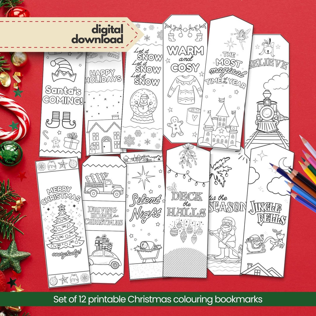 Festive Printable Bookmarks - Fun Holiday Activity, Instant Download ...