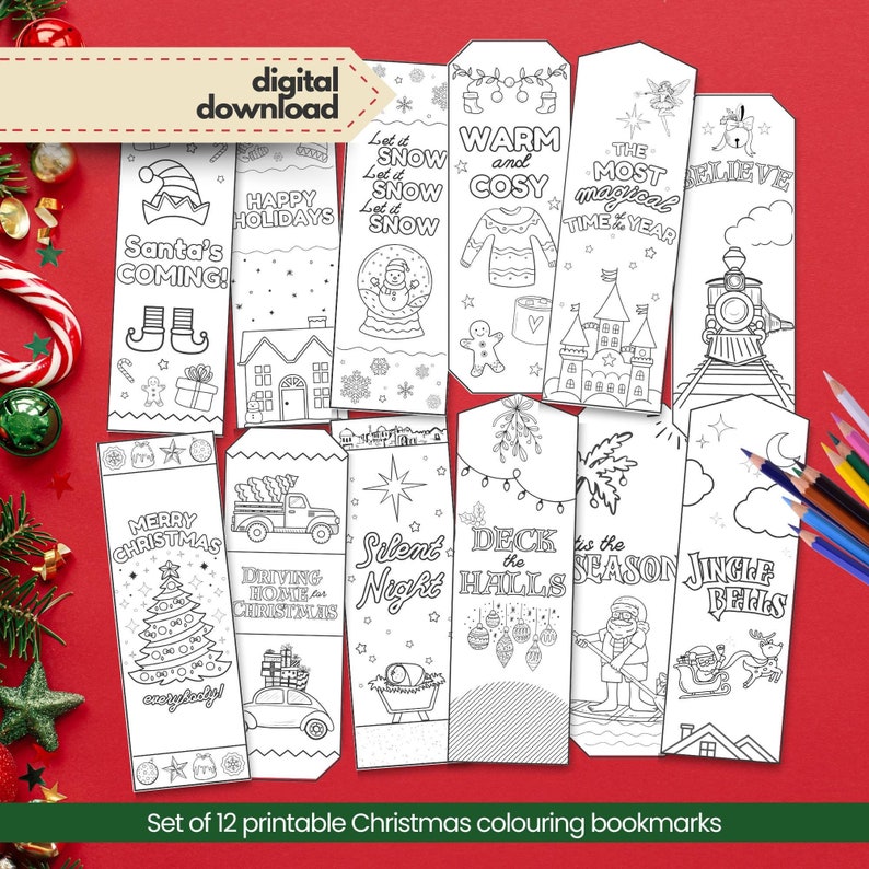 Festive Printable Bookmarks - Fun Holiday Activity, Instant Download ...