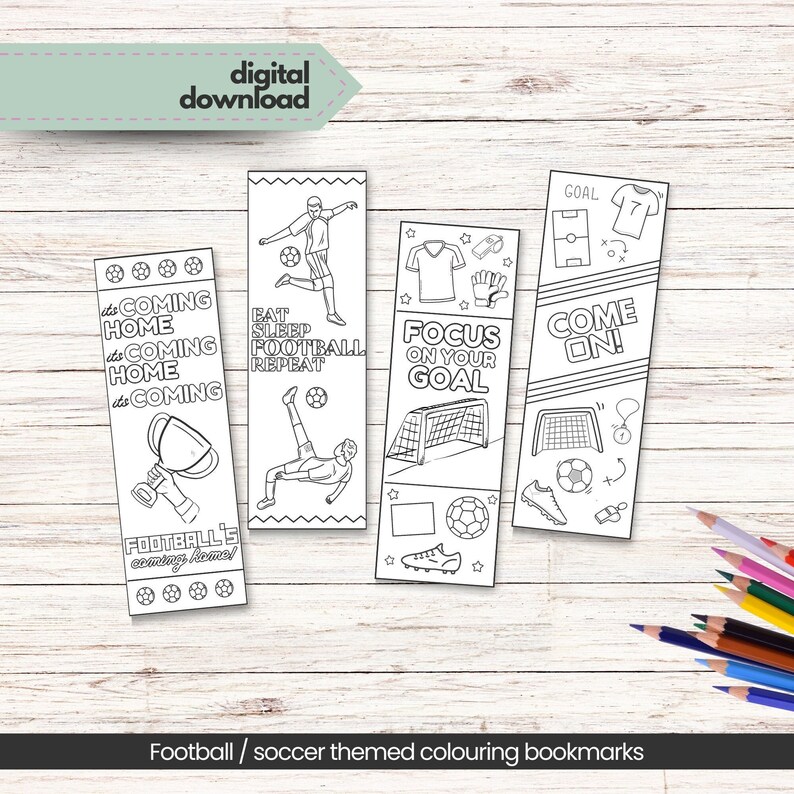 Football Printable Bookmarks, Soccer Colouring Bookmarks to Print ...
