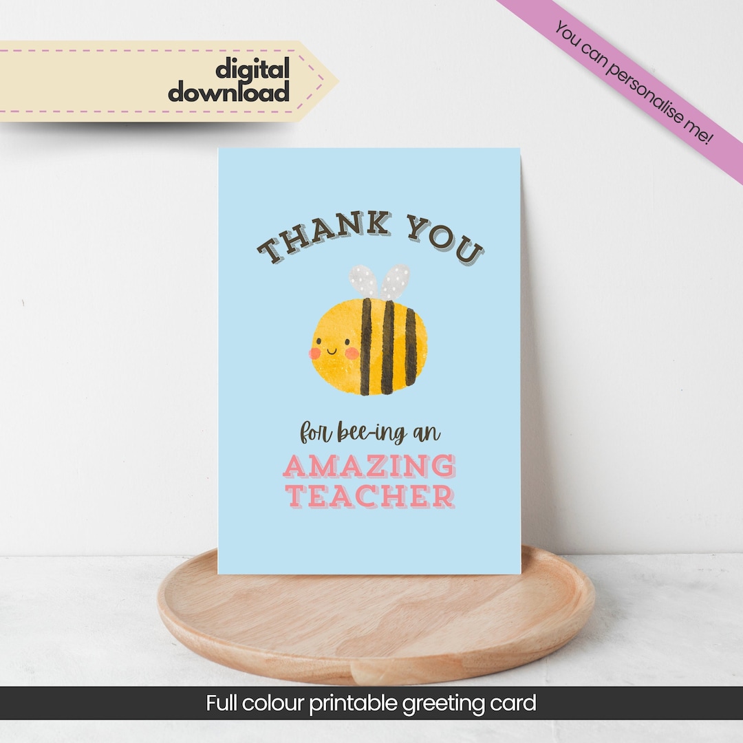 Thank You Teacher, Amazing Teacher Printable Card, Instant Download - Etsy