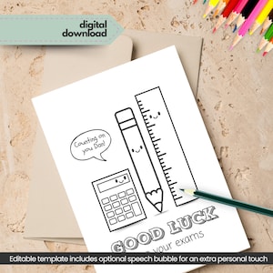 Good Luck Exam Card Printable Instant Download for Tests and ...