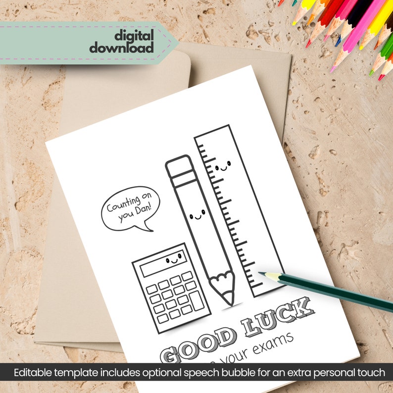 Good Luck Exam Card Printable Instant Download for Tests and ...