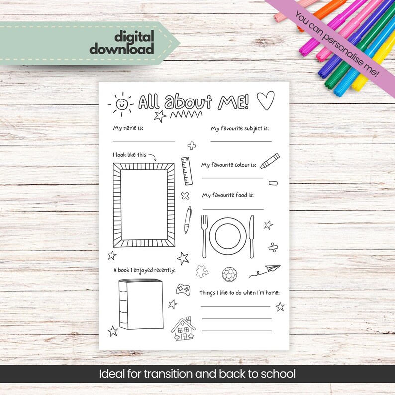 Editable All About Me Back to School Printable, Instant Download - Etsy