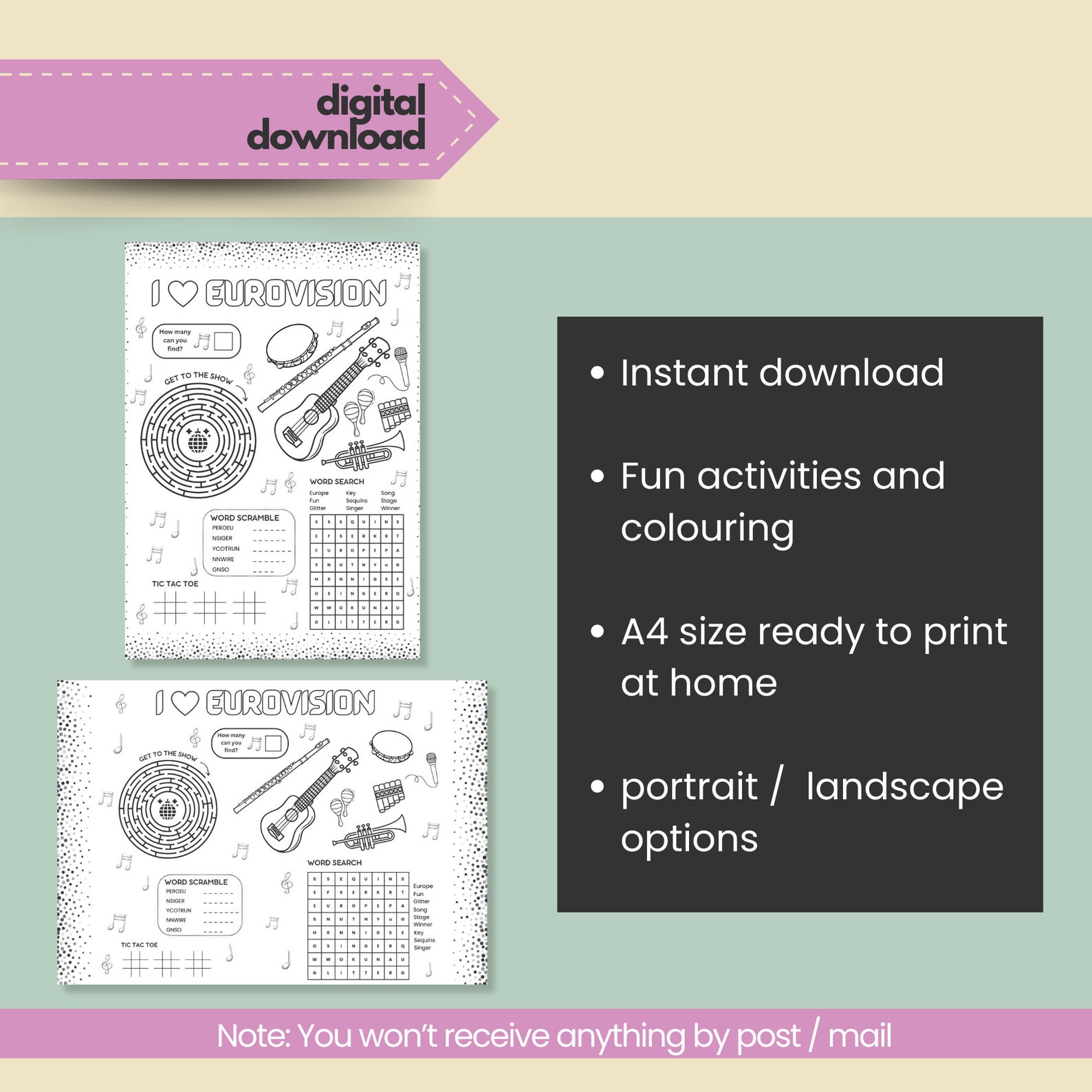 Eurovision Activity Placemat, Eurovision Colouring Page, Eurovision ...