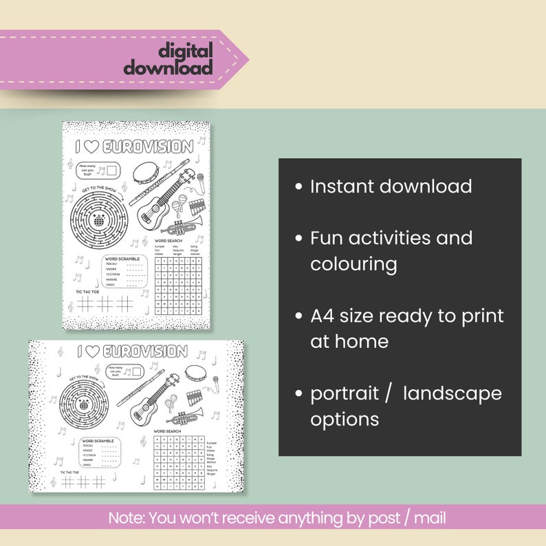 Eurovision Activity Placemat, Eurovision Colouring Page, Eurovision ...