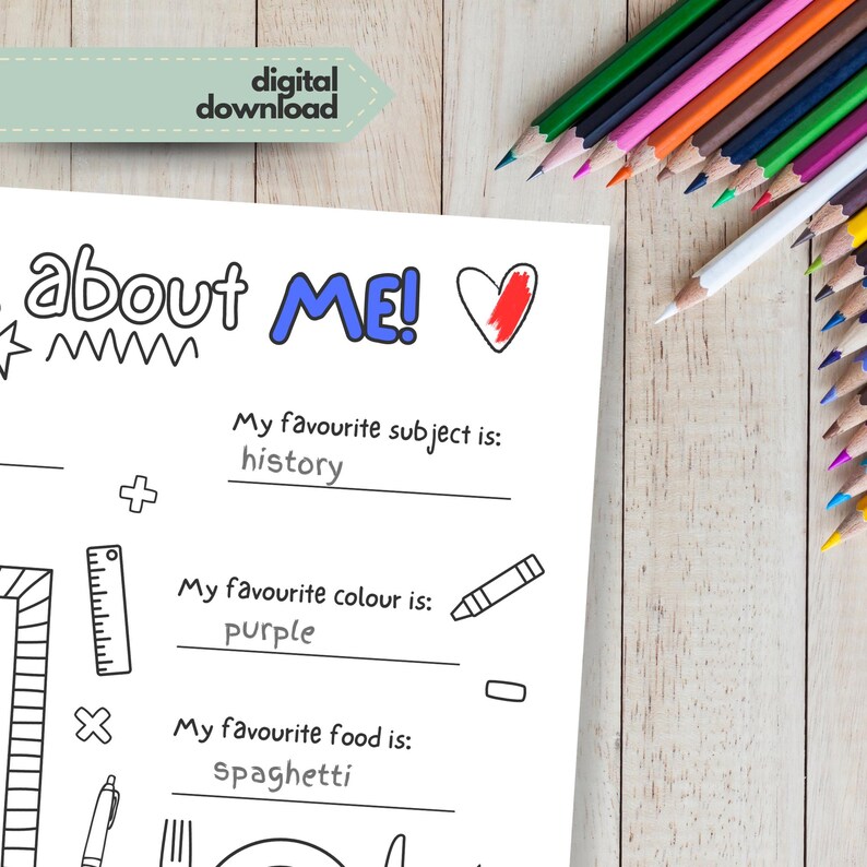 Editable All About Me Back to School Printable, Instant Download - Etsy