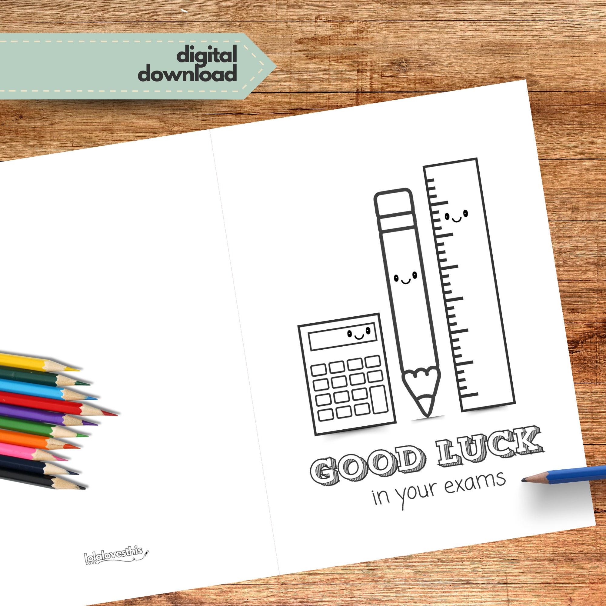 Good Luck Exam Card Printable Instant Download for Tests and ...