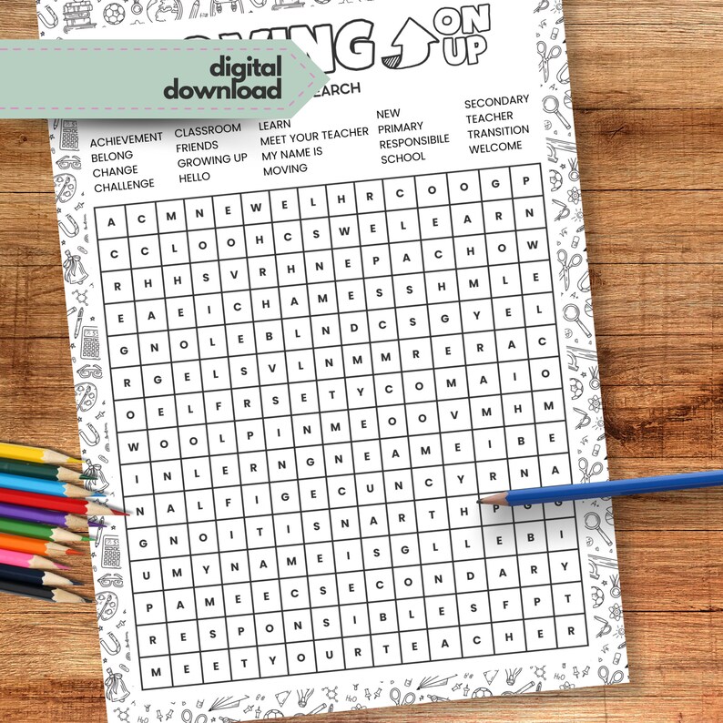 Transition Day Printable Word Search, Transition Activity, Instant ...
