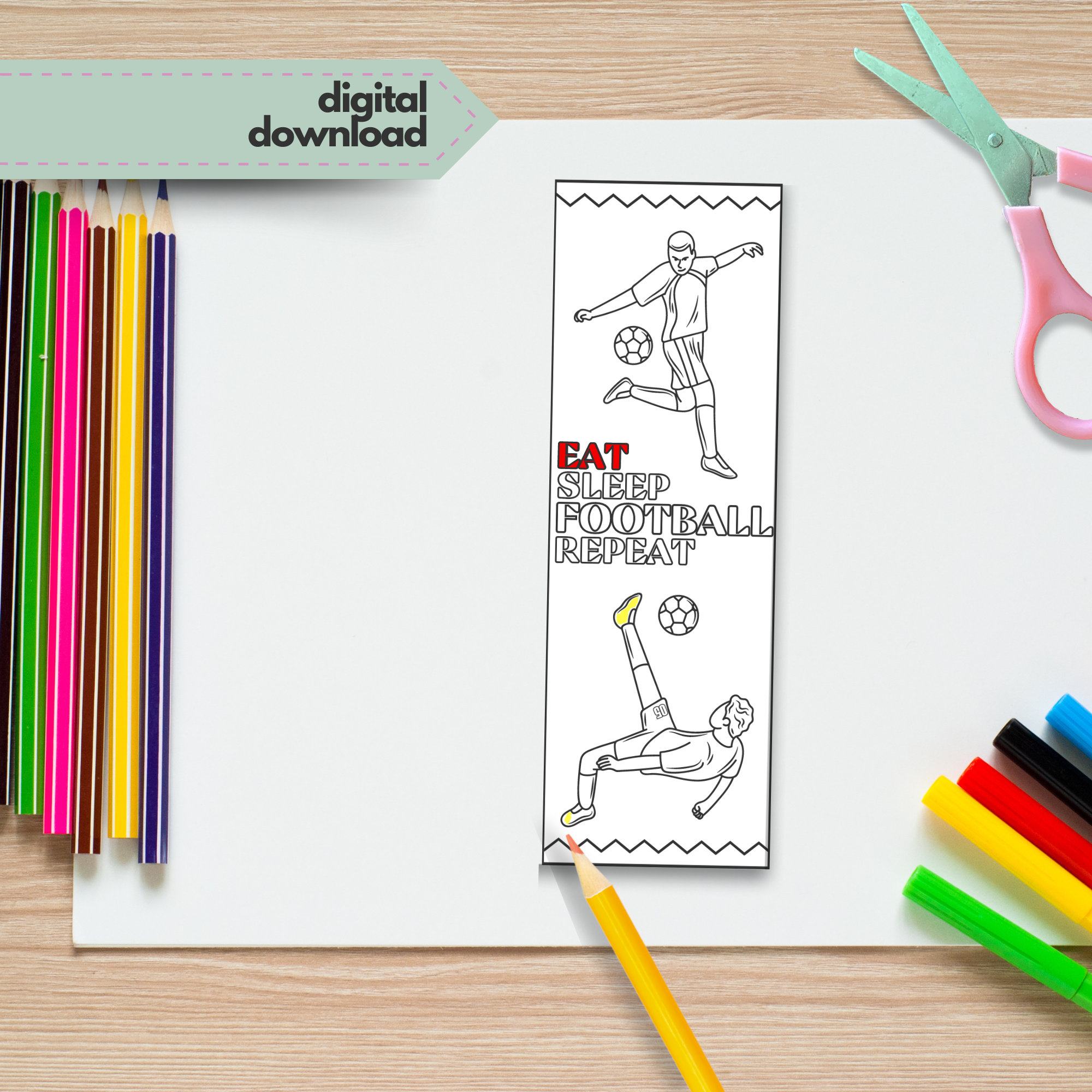 Football Printable Bookmarks, Soccer Colouring Bookmarks to Print ...