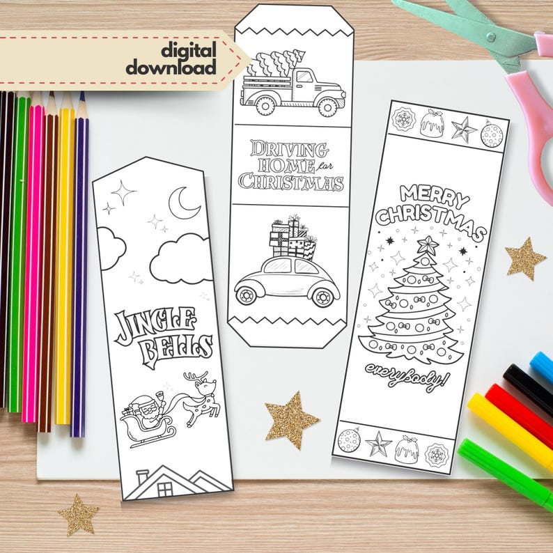 Festive Printable Bookmarks - Fun Holiday Activity, Instant Download ...