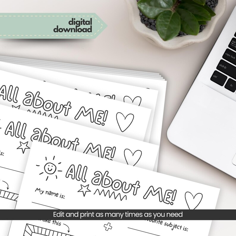 Editable All About Me Back to School Printable, Instant Download - Etsy