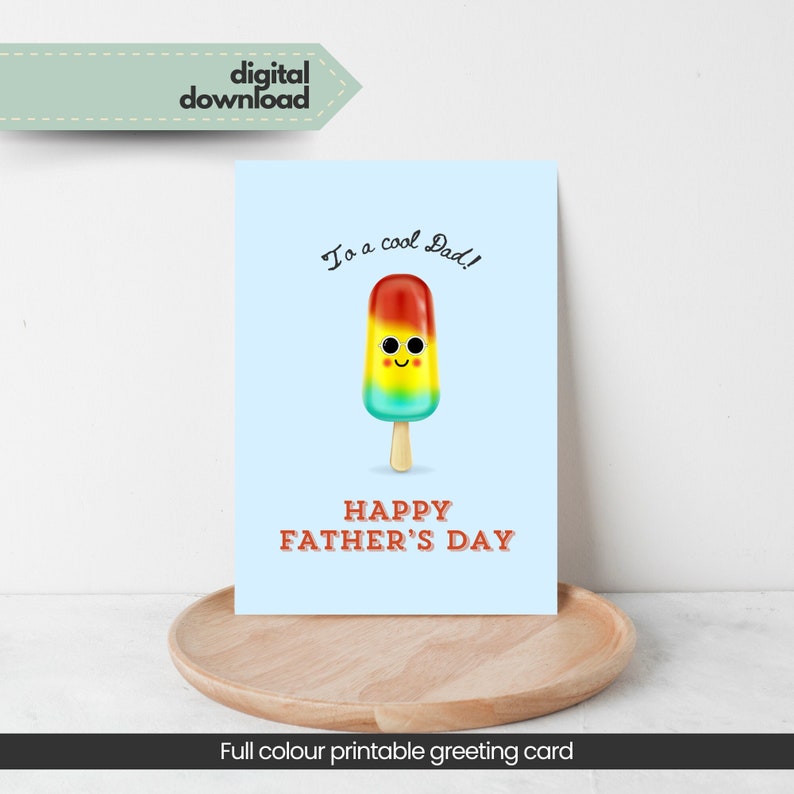 Funny DIY Fathers Day Card Printable With Ice Lolly Pun, Instant ...
