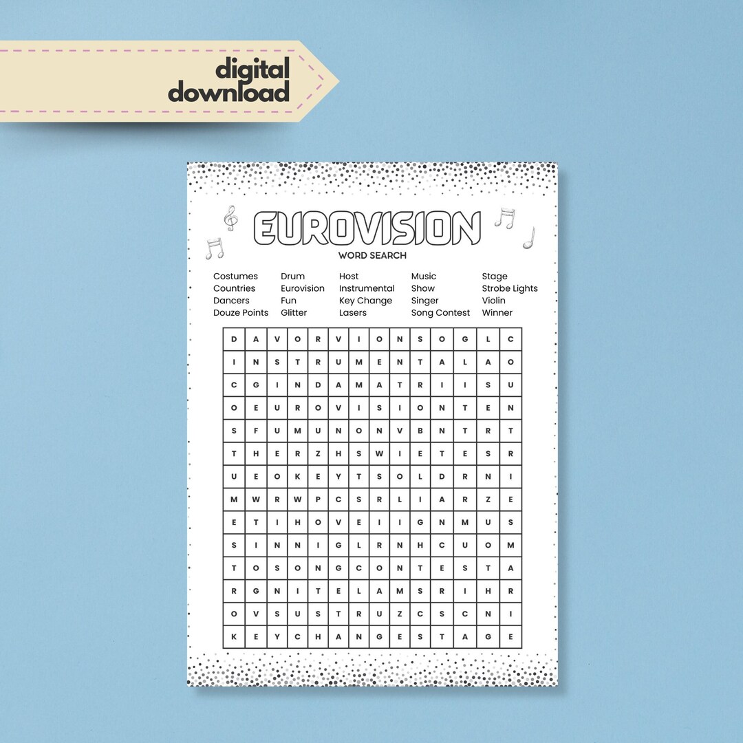 Eurovision Word Search, Eurovision Puzzle, Instant Download - Etsy UK