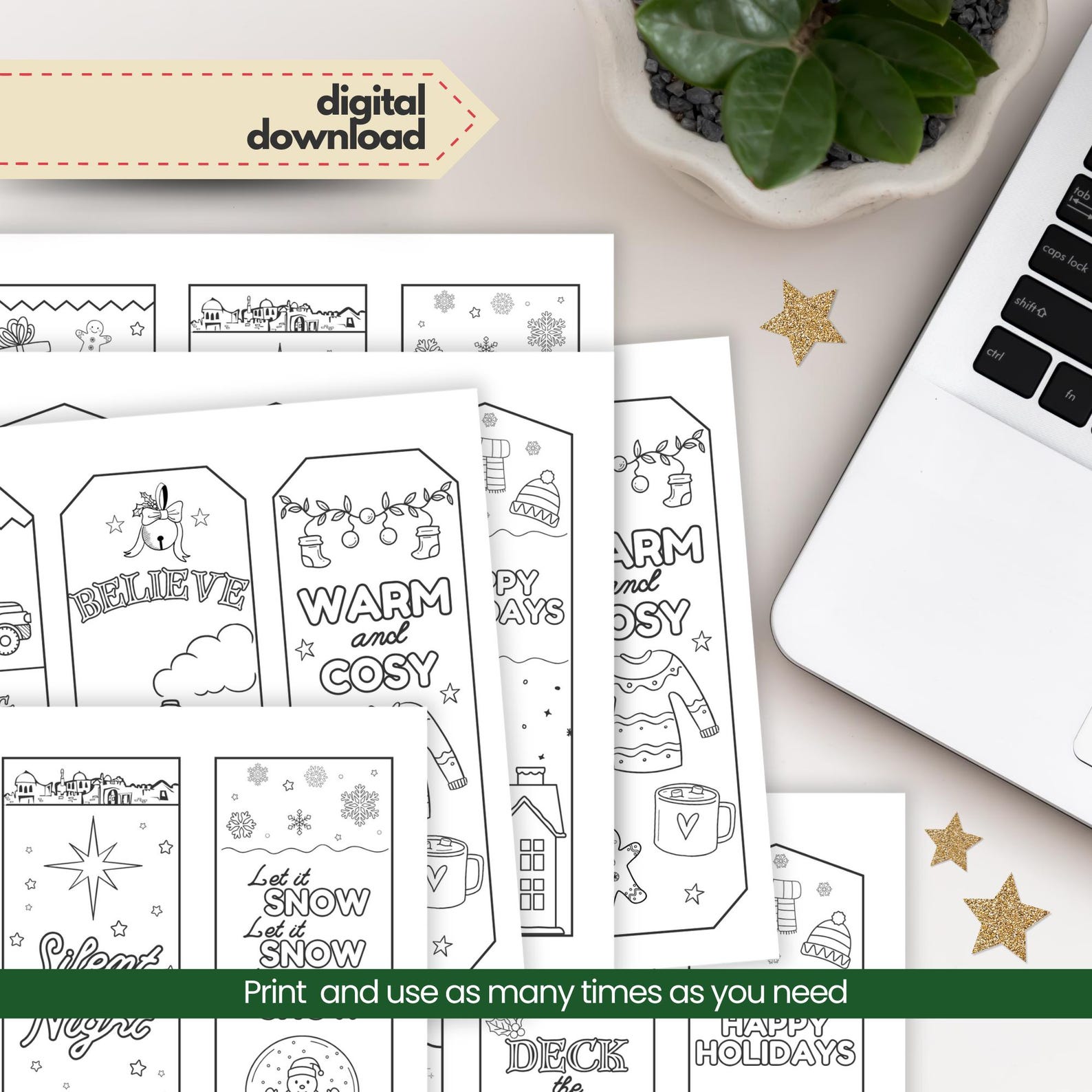 Festive Printable Bookmarks Fun Holiday Activity, Instant Download for ...