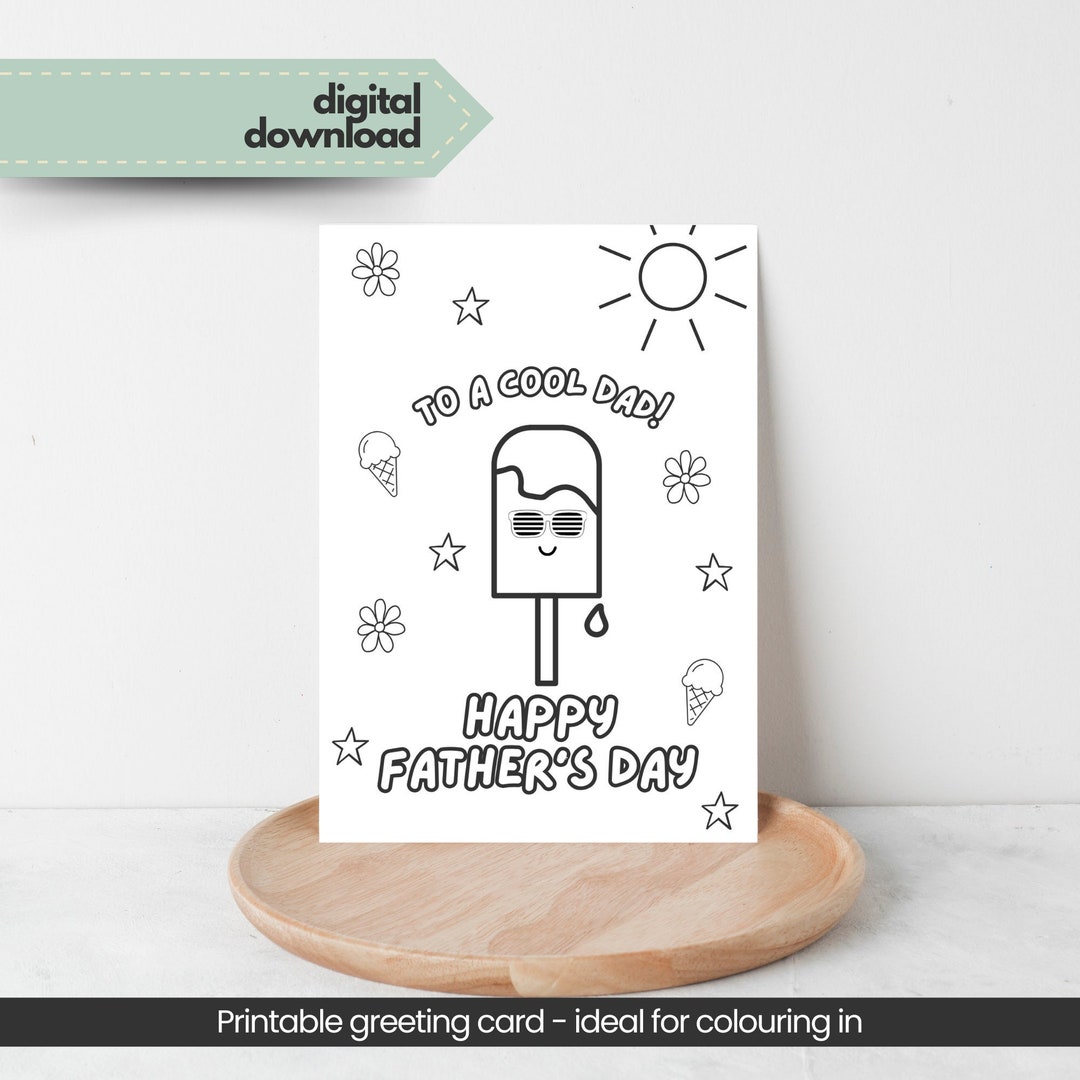 Fun Food Pun Dad Coloring Card, Printable Father's Day Gift, Instant ...