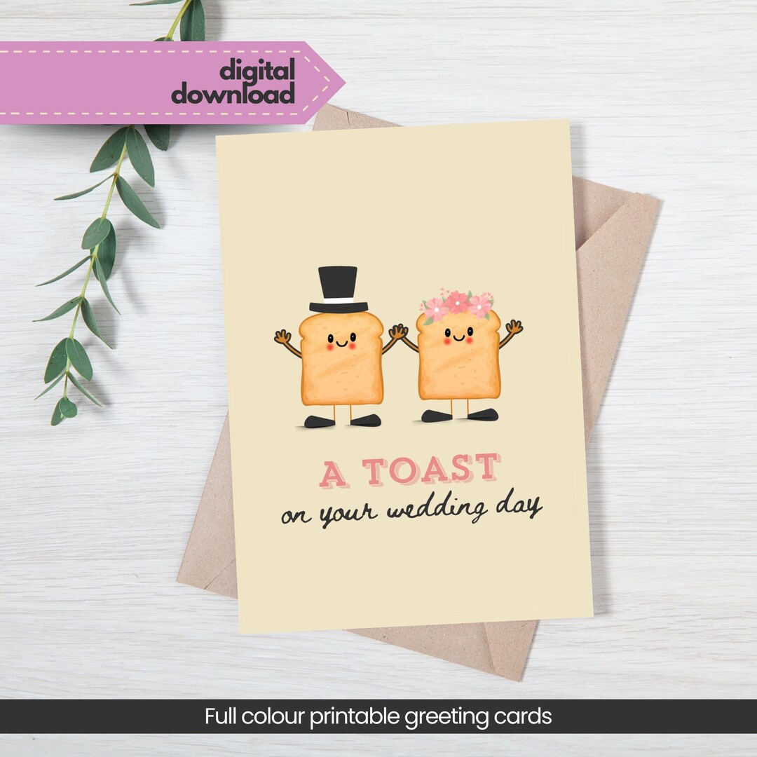 Wedding Toast Printable Card, Cute DIY Wedding Card, Instant Download ...