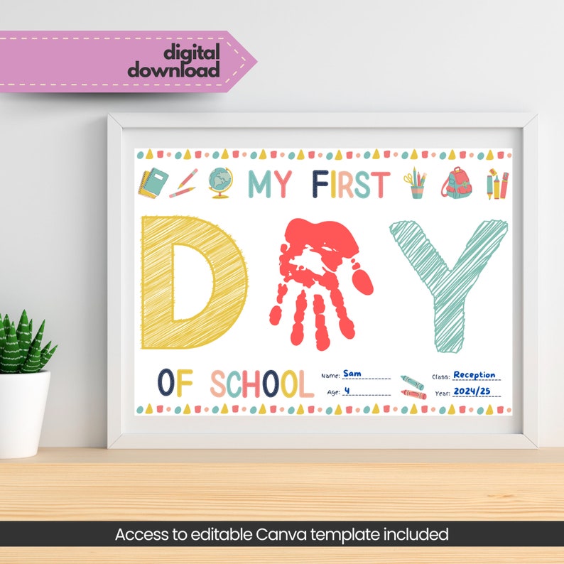 Editable First Day at School Handprint Poster, Back to School ...