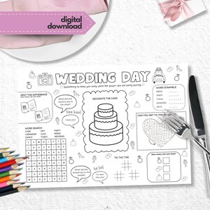 Fun Wedding Activity Placemat for Kids - Printable and Instant Download ...