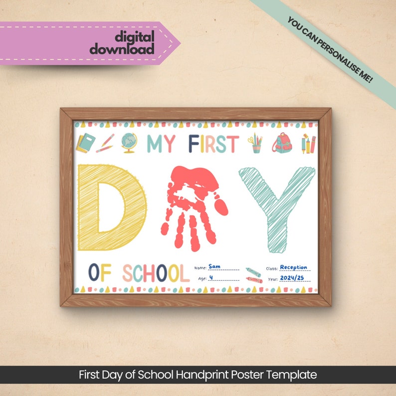 Editable First Day at School Handprint Poster, Back to School ...