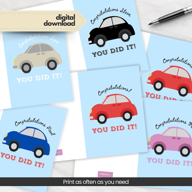 Congrats Driving Test Printable Card, Instant Download Achievement Card ...