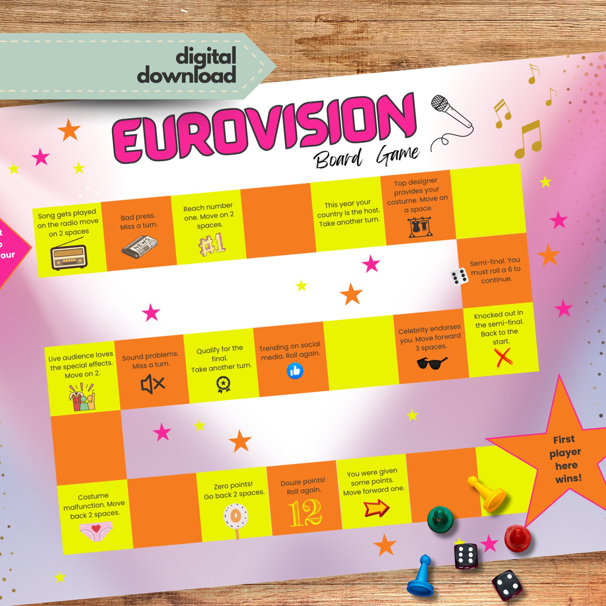 Eurovision Themed Printable Game, Instant Download - Etsy