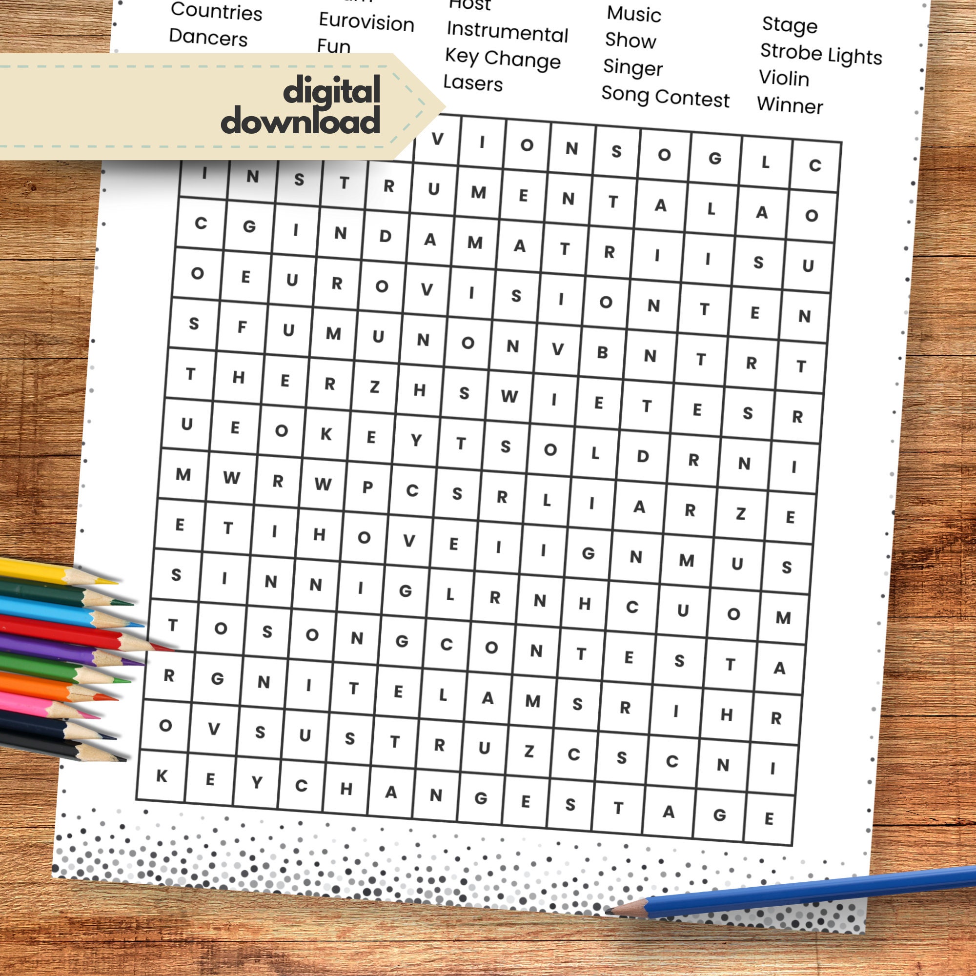 Eurovision Word Search, Eurovision Puzzle, Instant Download - Etsy UK
