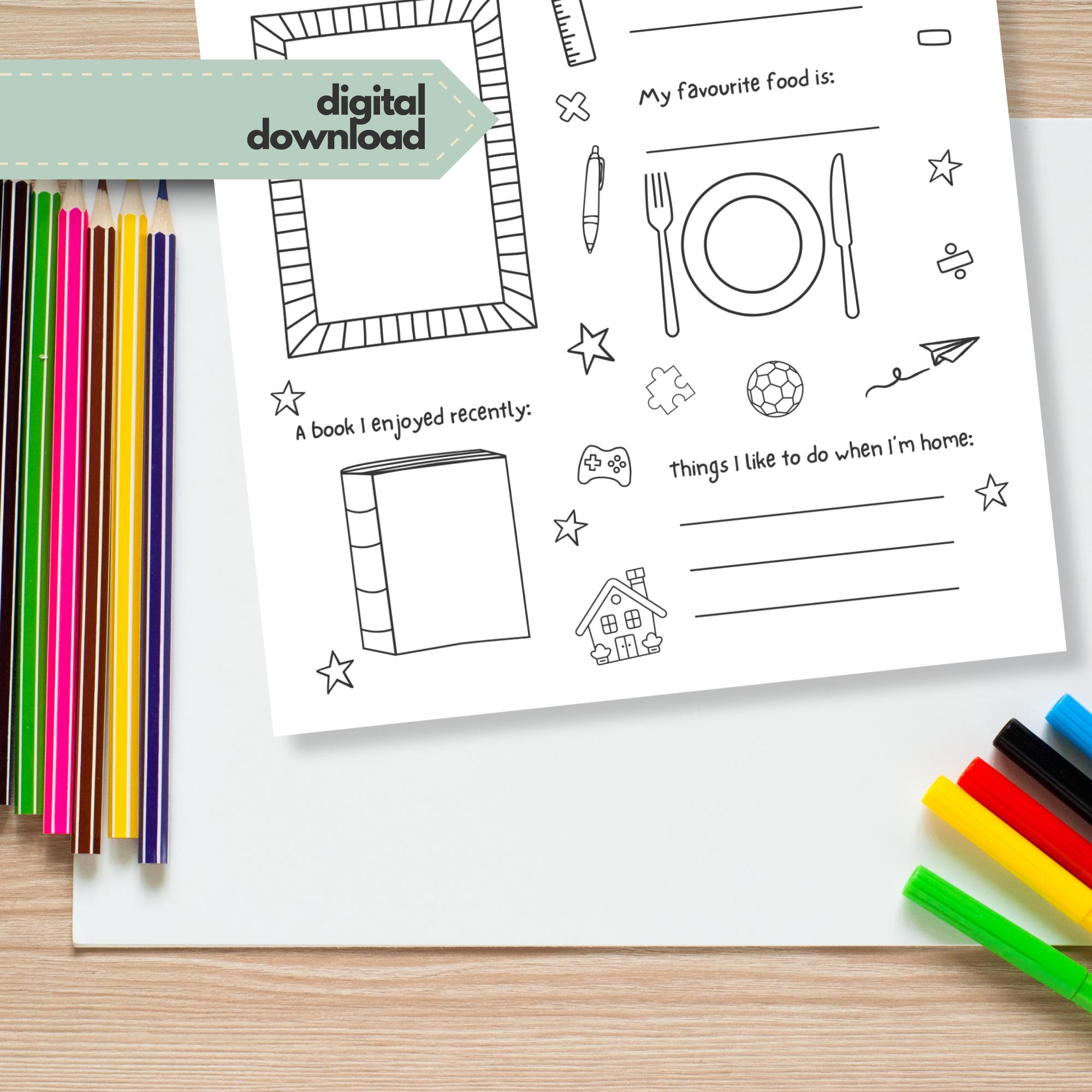 Editable All About Me Back to School Printable, Instant Download - Etsy