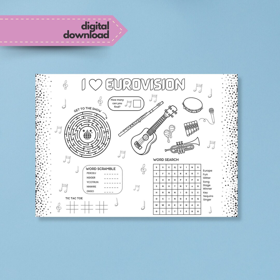 Eurovision Activity Placemat, Eurovision Colouring Page, Eurovision ...