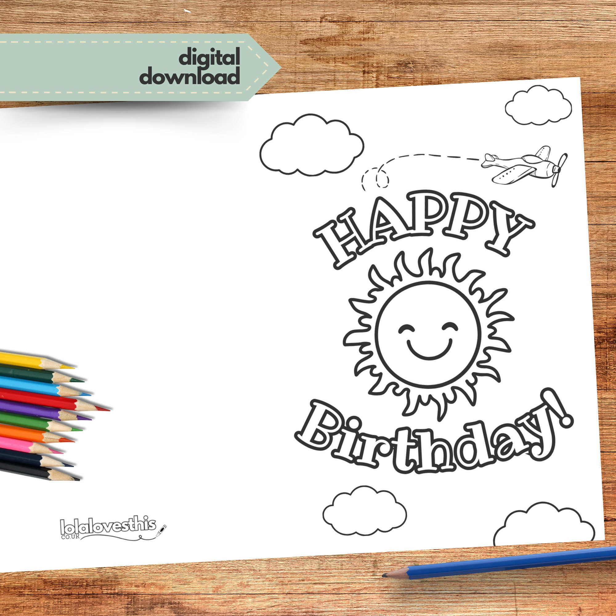 Instant Download DIY Colouring Birthday Cards Set - Etsy