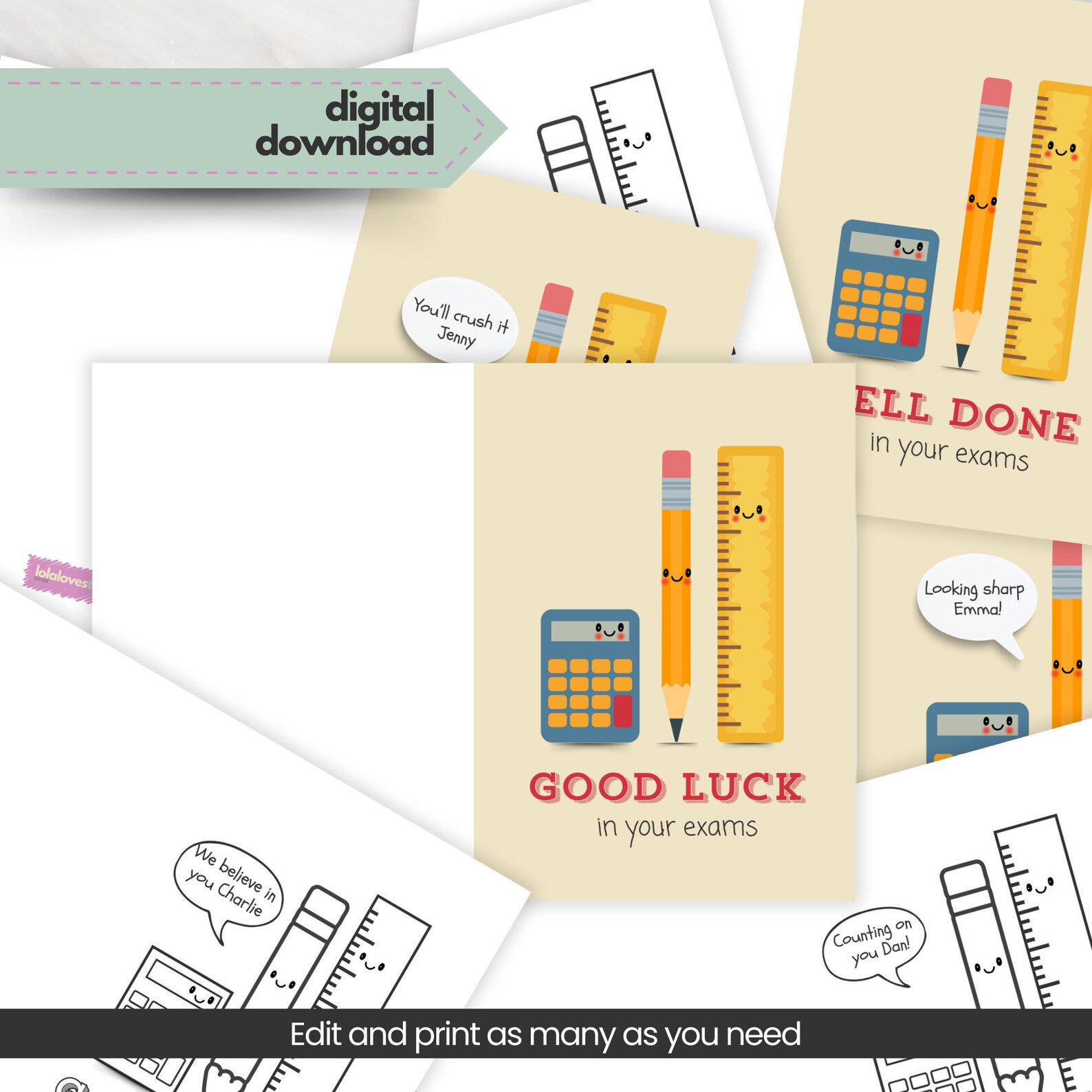 Good Luck Exam Card Printable Instant Download for Tests and ...