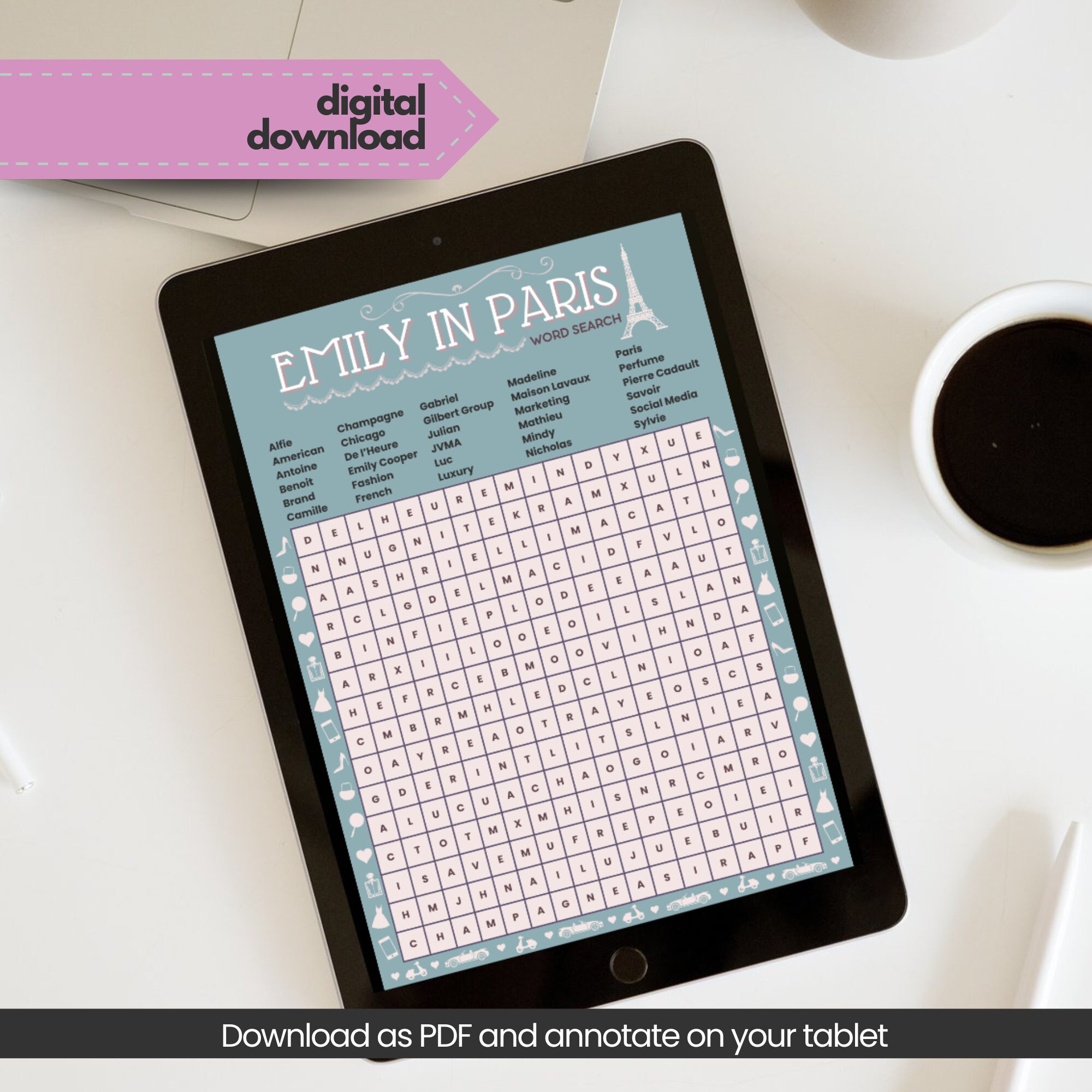 Emily in Paris Inspired Printable Word Search, Instant Download - Etsy