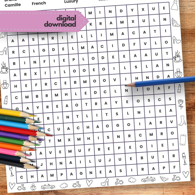 Emily in Paris Inspired Printable Word Search, Instant Download - Etsy