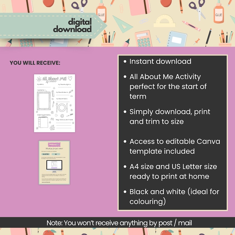 Editable All About Me Back to School Printable, Instant Download - Etsy