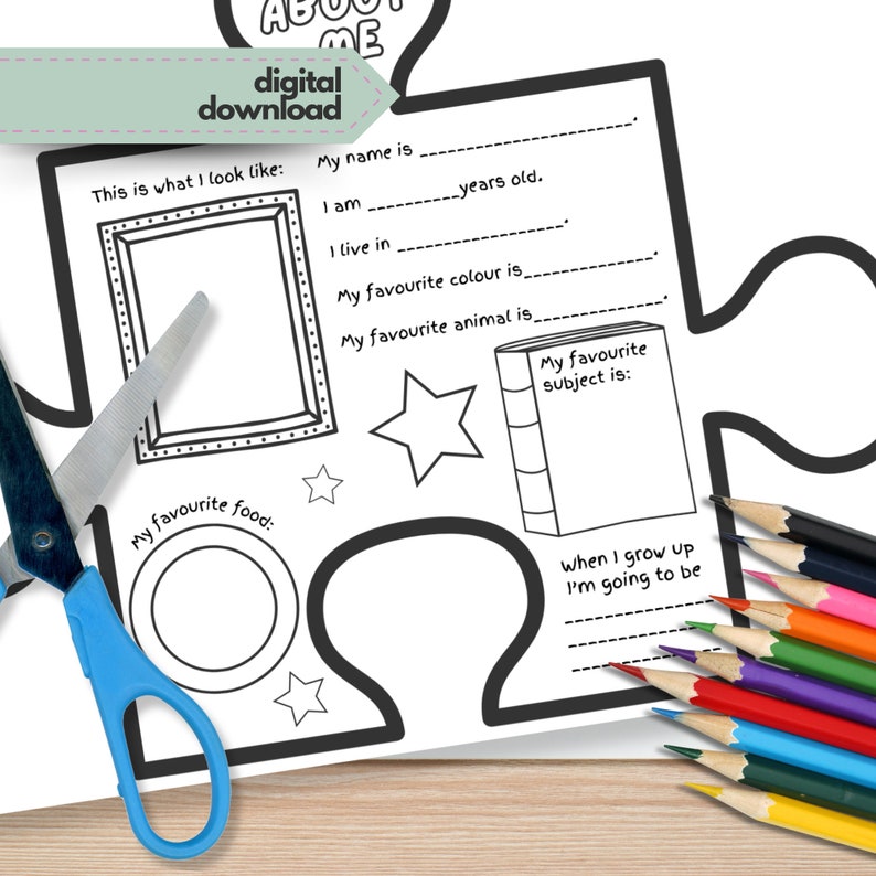 All About Me Jigsaw Puzzle Piece to Print, Transition Activity, Instant ...