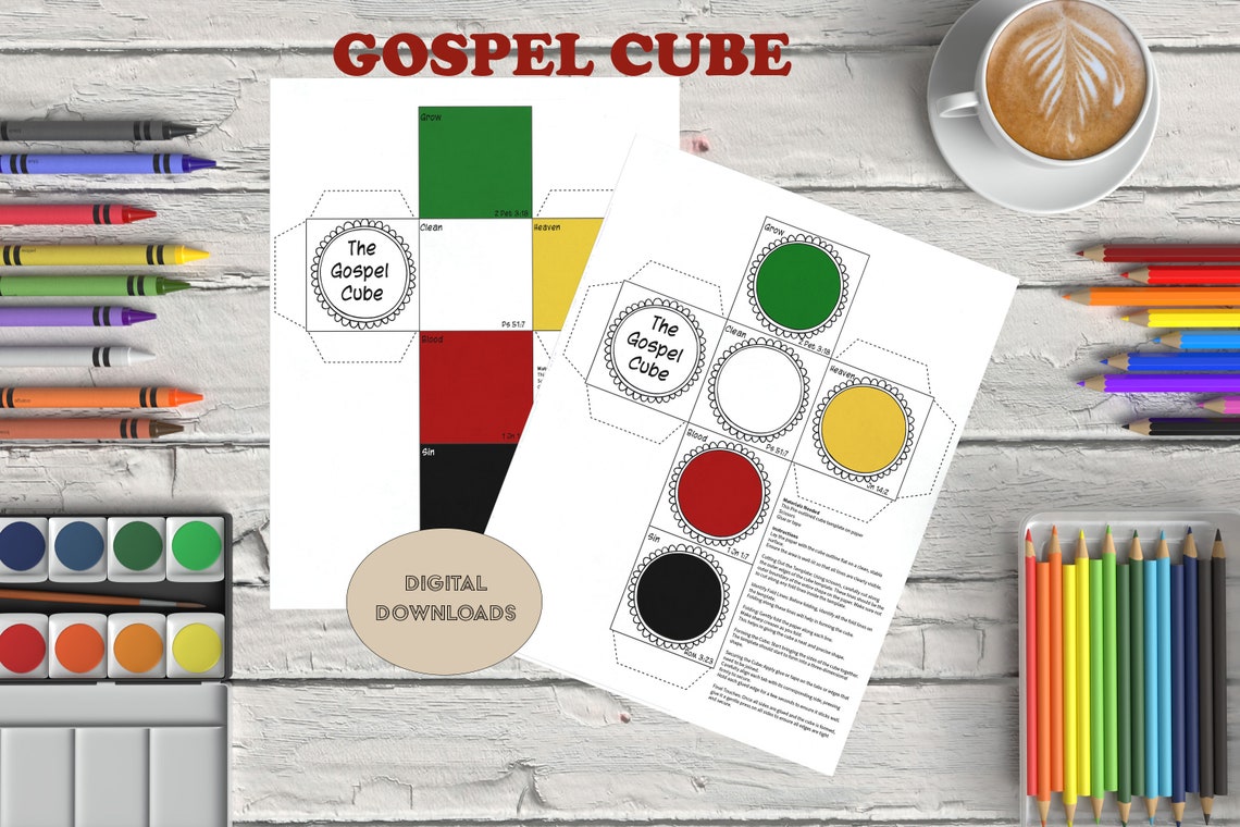 Wordless Gospel Cube Printable Evangelism Tool INSTANT DOWNLOAD ...