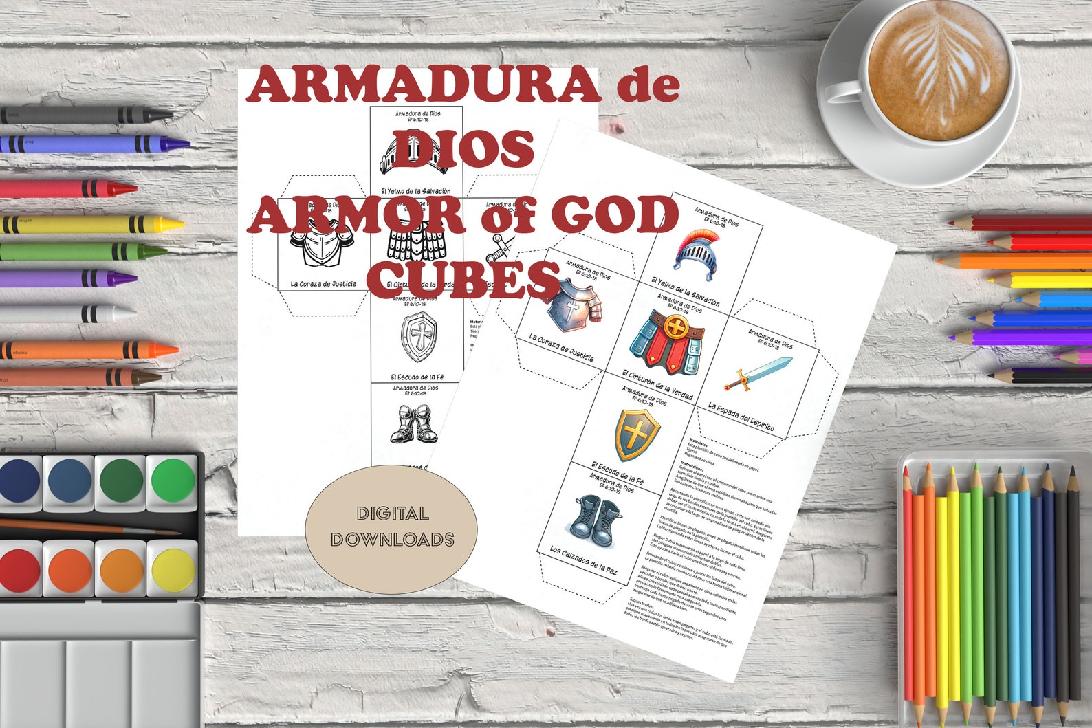 Armor of God Coloring Story Cube INSTANT DOWNLOAD Kids Bible Lesson ...