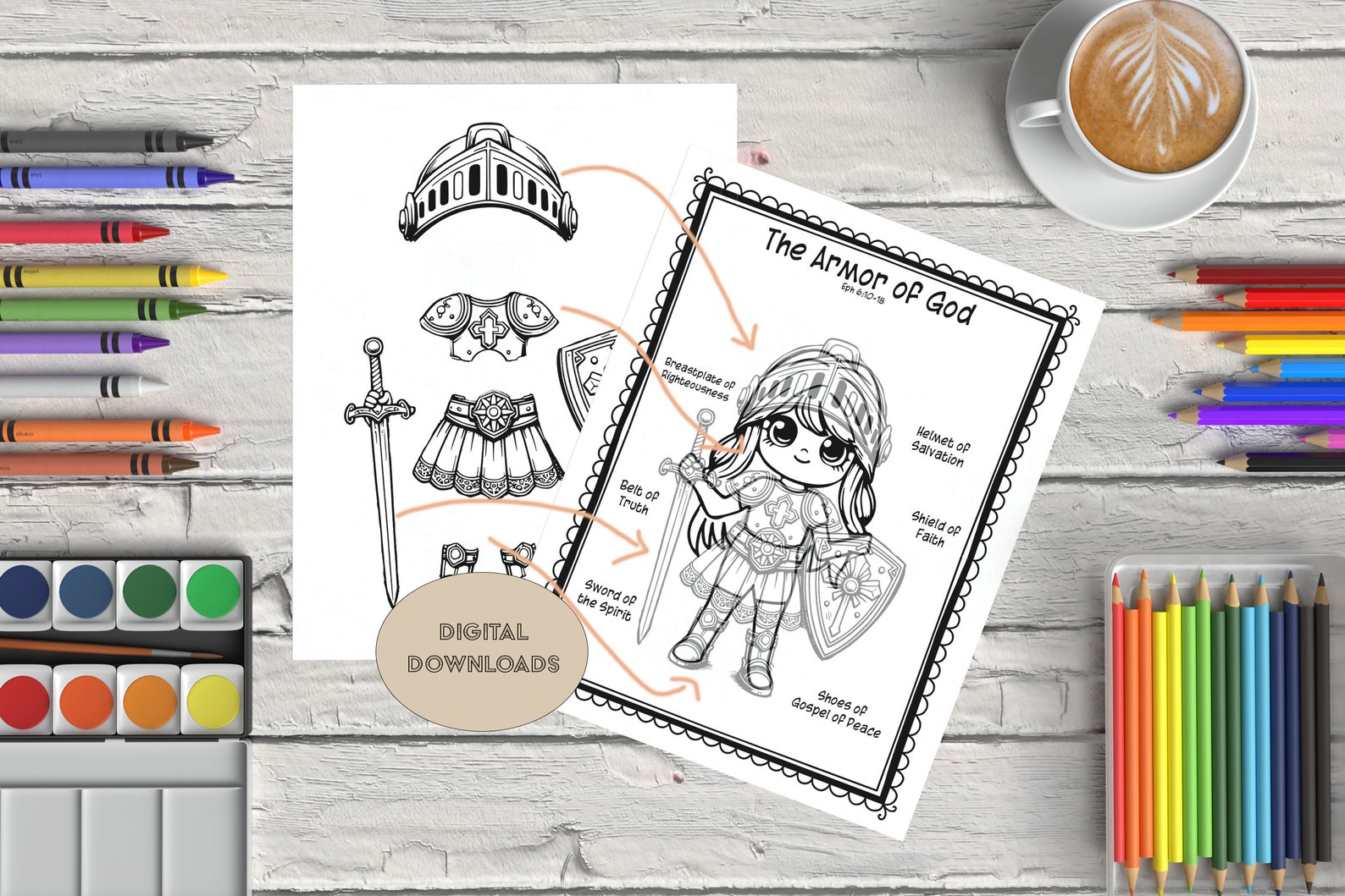 Armor of God INSTANT DOWNLOAD Coloring Activity Pages Homeschool Sunday ...