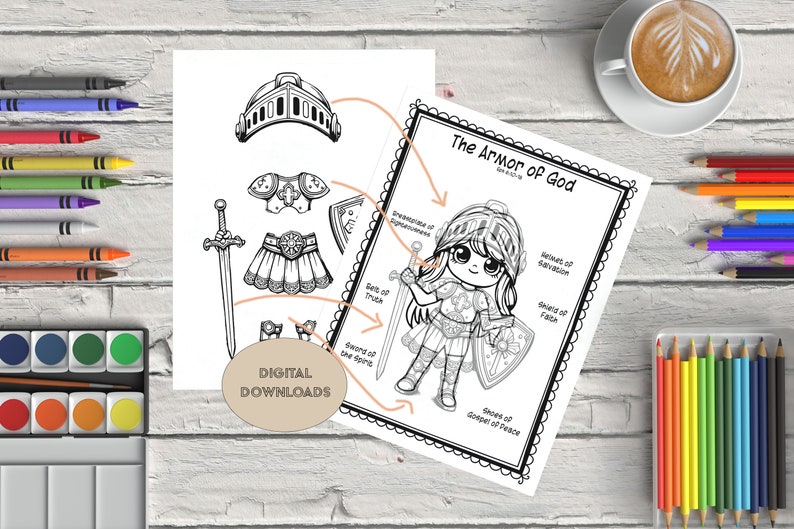 Armor of God INSTANT DOWNLOAD Coloring Activity Pages Homeschool Sunday ...