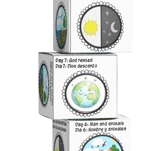 Creation Story Cube INSTANT DOWNLOAD Kids Bible Lesson English Spanish ...